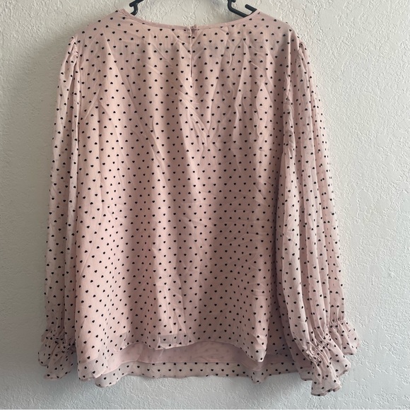 Talbots | Tops | Talbots Blush Pink Chiffon Hearts Ruffled Long Sleeve ...